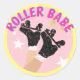 Modern Roller Babe Skater Derby Skating Gift Classic Round Sticker | Zazzle