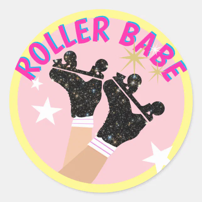 Modern Roller Babe Skater Derby Skating Gift Classic Round Sticker | Zazzle