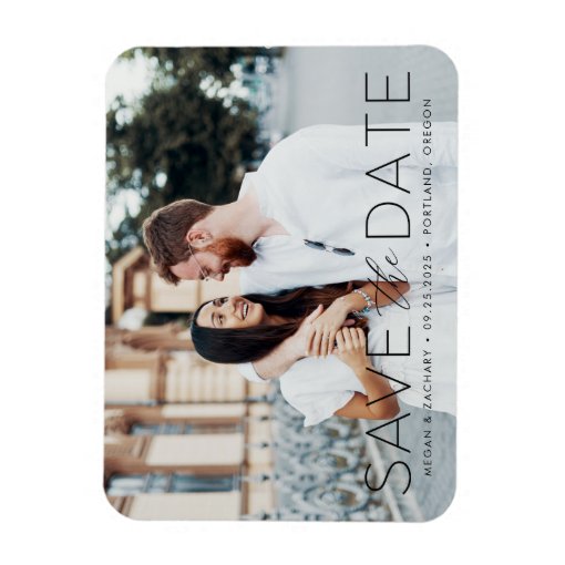 Modern Romance Black Overlay Save the Date Photo Magnet | Zazzle