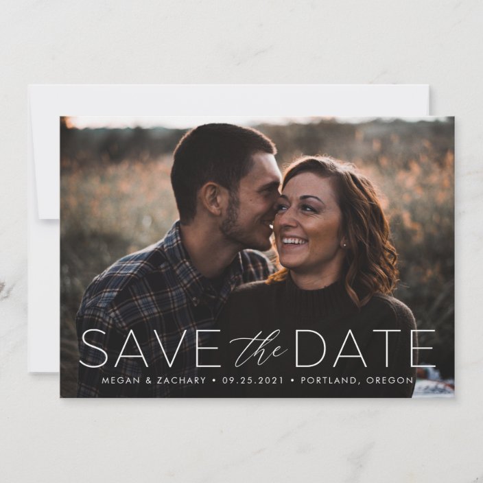 Modern Romance White Overlay Photo Save The Date | Zazzle.com