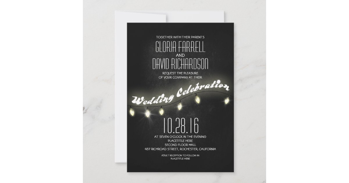 modern romantic black chalkboard wedding invites | Zazzle