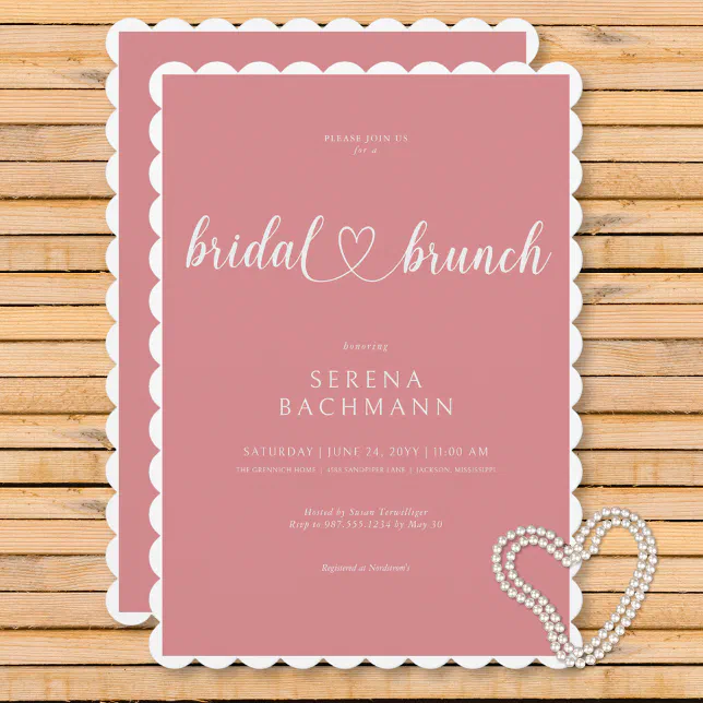 Modern Romantic Minimal Pink Bridal Brunch Invitation | Zazzle