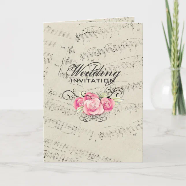 Modern Romantic Musicnotes Music Wedding Invitation | Zazzle