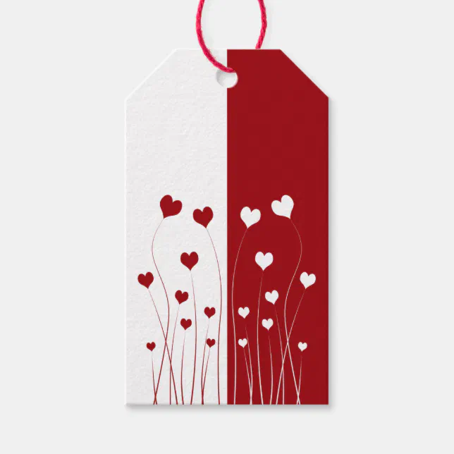 Modern Romantic Red White Love Hearts Gift Tags | Zazzle