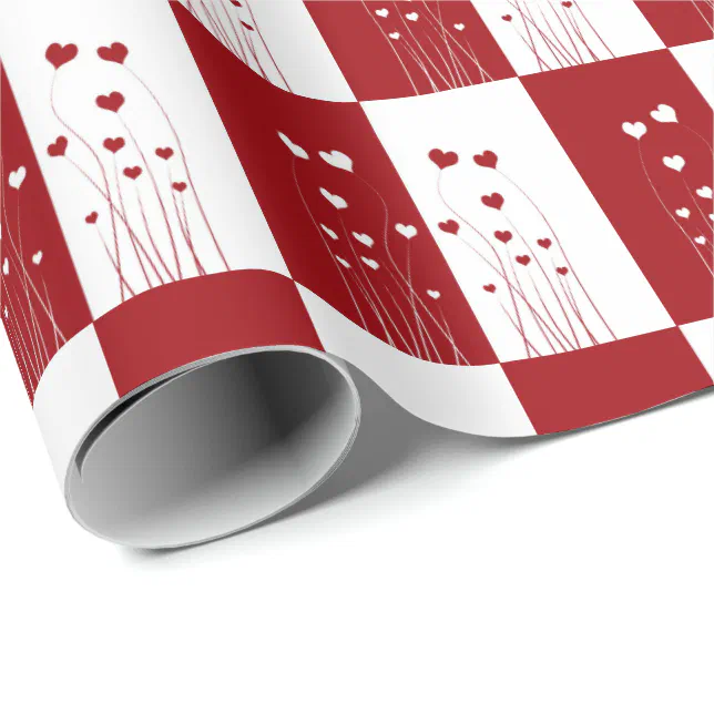 Modern Romantic Red White Love Hearts Wrapping Paper | Zazzle