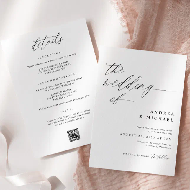 Modern Romantic Wedding All in One Invitation | Zazzle