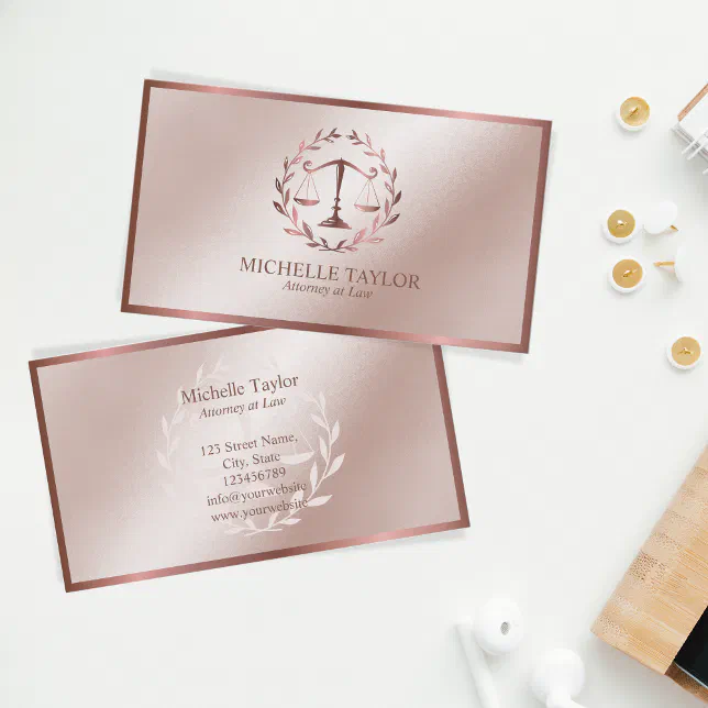 Modern Rose Gold Attorney Lawyer Office Business Card | Zazzle