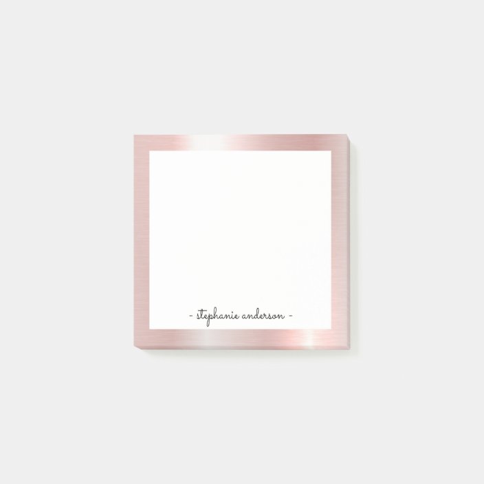 Modern Rose Gold Brushed Metallic Personalized Post-it Notes | Zazzle.com