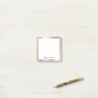 Modern Rose Gold Brushed Metallic Personalized Post-it Notes | Zazzle