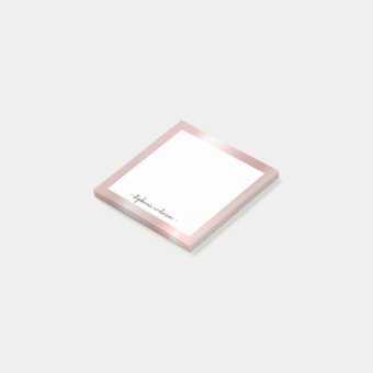 Modern Rose Gold Brushed Metallic Personalized Post-it Notes | Zazzle