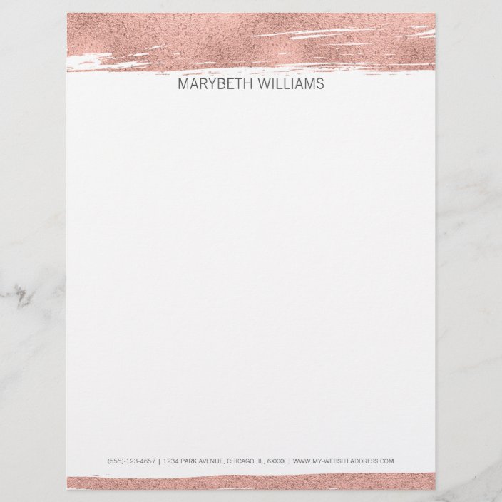 Modern Rose Gold Brushstroke Letterhead | Zazzle.com