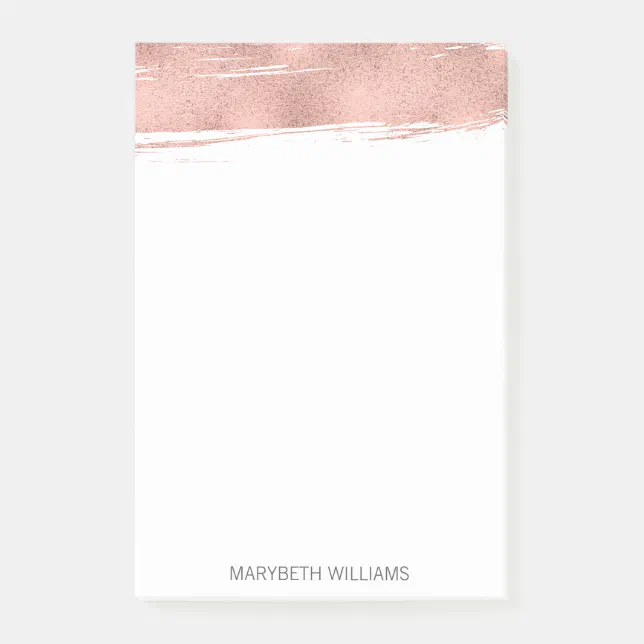 Modern Rose Gold Brushstroke Notes | Zazzle