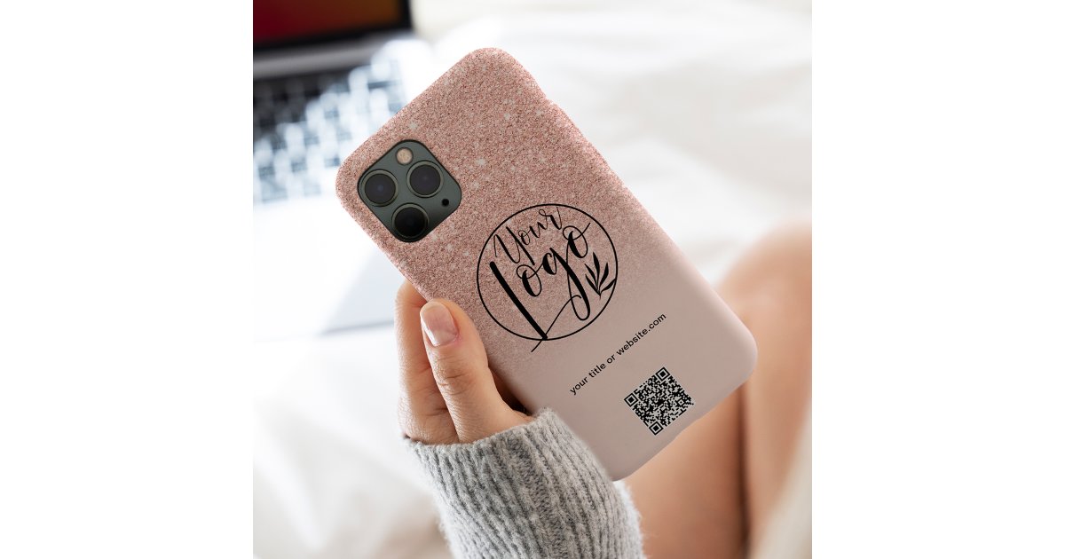 Modern rose gold business corporate logo qr code Case-Mate iPhone case ...