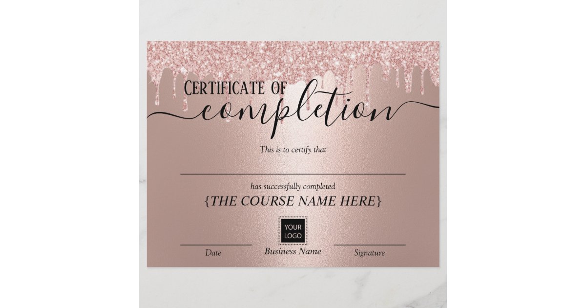 Modern Rose Gold Certificate of Completion Award | Zazzle