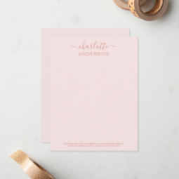 Modern Rose Gold Custom Calligraphy Name Business Note Card | Zazzle