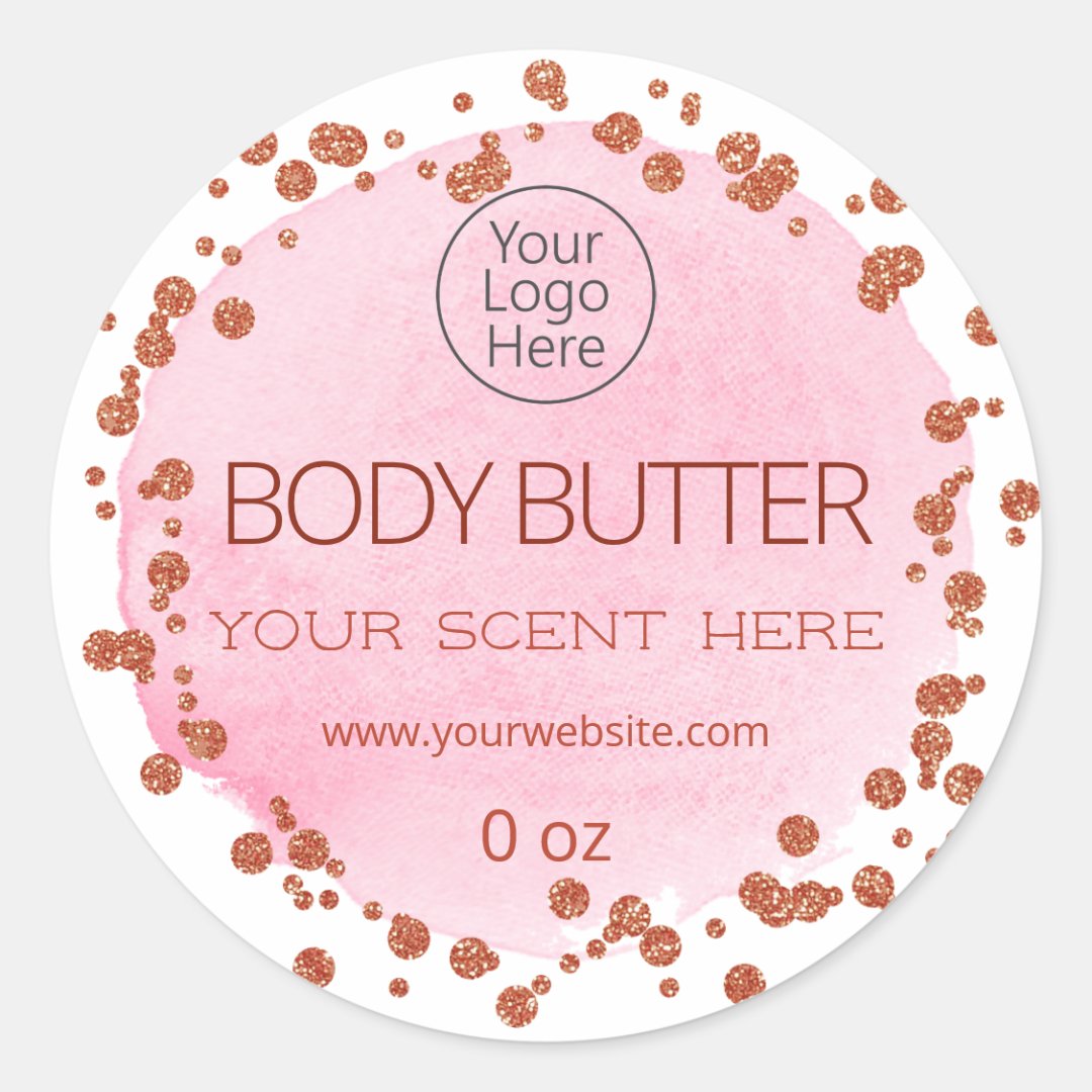 Modern Rose Gold Dots Body Butter Logo Labels | Zazzle