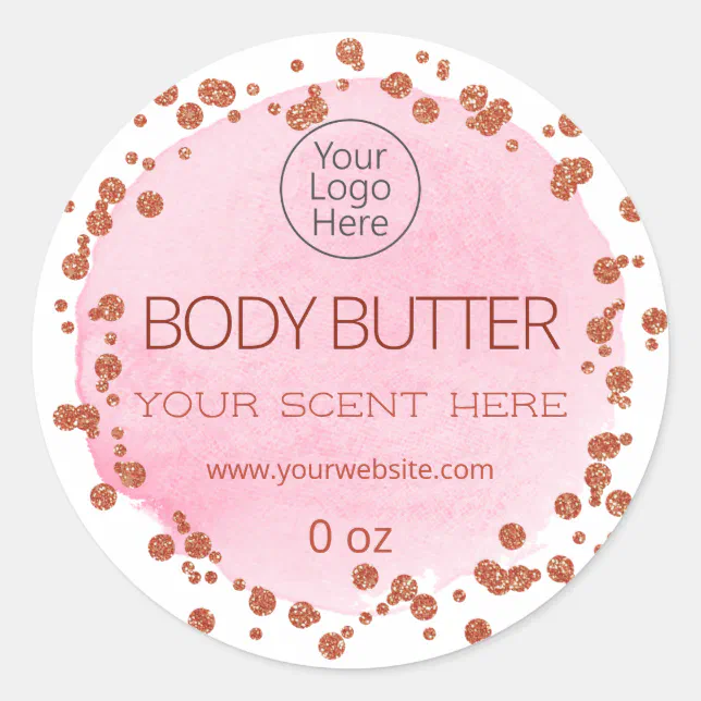 Modern Rose Gold Dots Body Butter Logo Labels | Zazzle