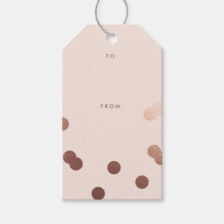 Modern Rose Gold Dots Gift Tags | Zazzle