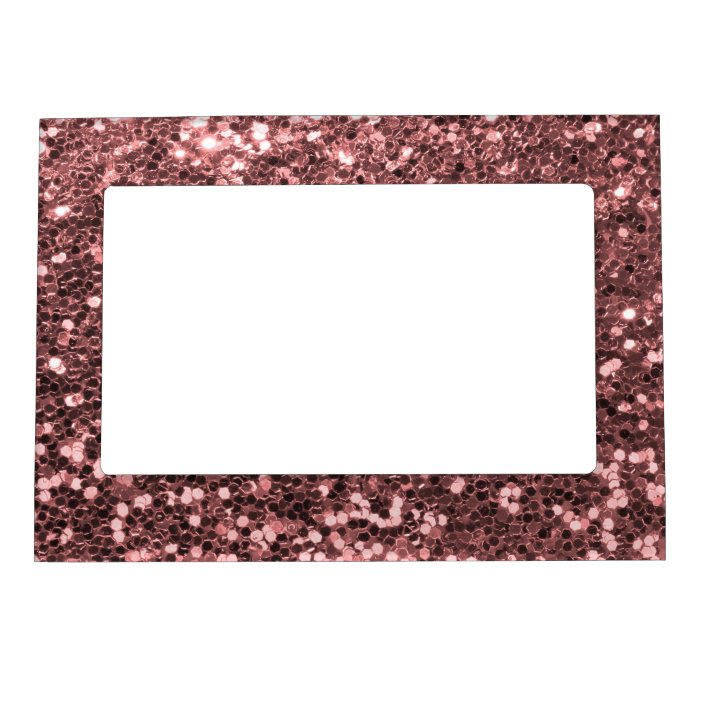 Modern Rose Gold Faux Glitter Pink Print Magnetic Picture Frame ...