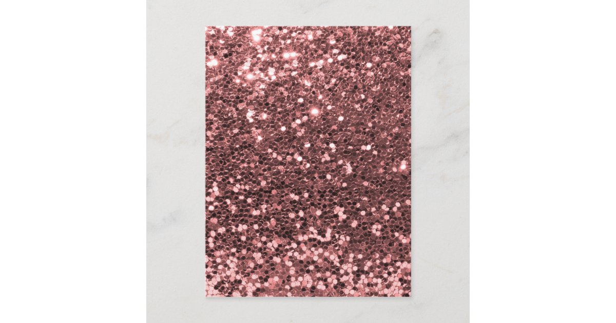 Modern Rose Gold Faux Glitter Print Postcard | Zazzle