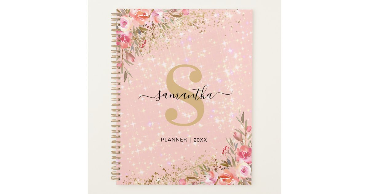 Modern Rose Gold Floral 2025 Planner | Zazzle
