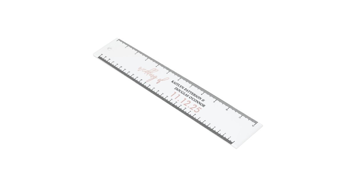 Modern Rose Gold Foil Script Wedding Favor Ruler | Zazzle