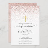 Modern Rose Gold Glitter Confirmation Invitation | Zazzle