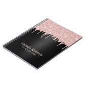 Modern Rose Gold Glitter Drips Black Beauty Salon Notebook | Zazzle