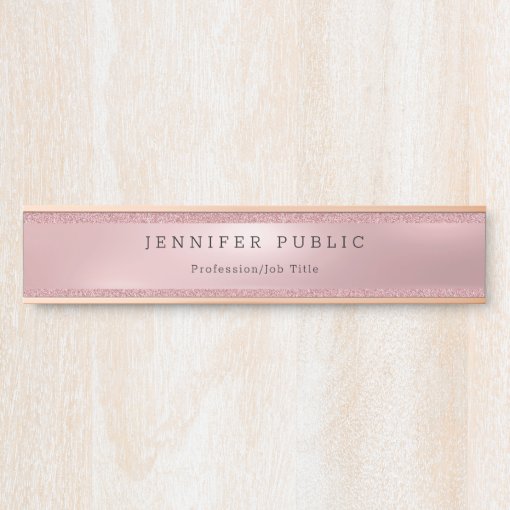 Modern Rose Gold Glitter Elegant Glamour Template Door Sign | Zazzle