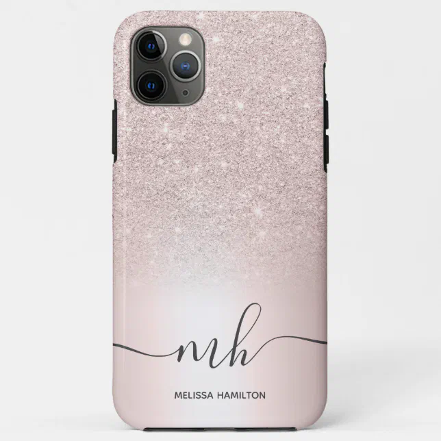 Modern rose gold glitter metallic monogrammed Case-Mate iPhone case ...