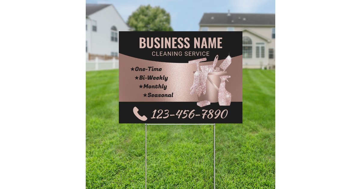 Modern Rose Gold House Cleaning Maid Service Sign | Zazzle