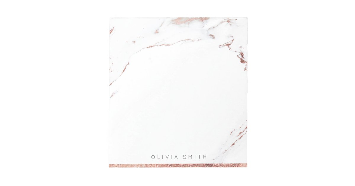 Modern rose gold marble personalized Stationery Notepad | Zazzle