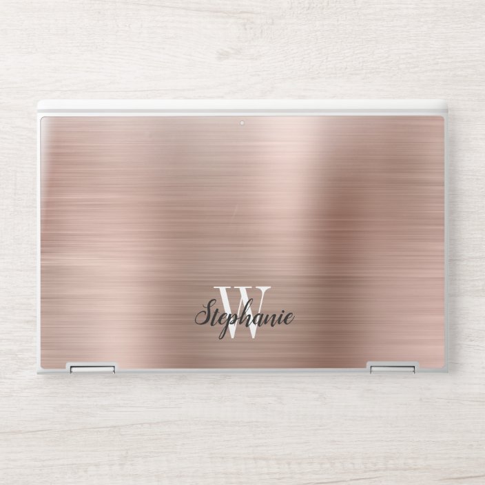 Modern Rose Gold Metallic Monogram HP Laptop Skin | Zazzle.com