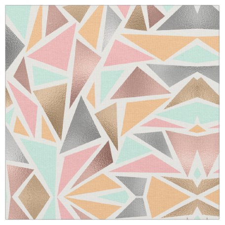 Modern Geometric Mint Yellow Triangles Pattern Fabric | Zazzle