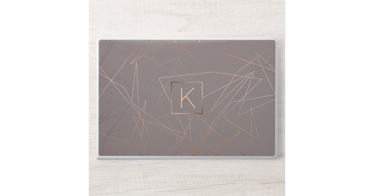 Modern Rose Gold Monogram HP Laptop Skin | Zazzle