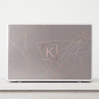 Modern Rose Gold Monogram HP Laptop Skin | Zazzle