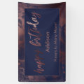 Modern Rose Gold & Navy Marbled Happy Birthday Banner | Zazzle