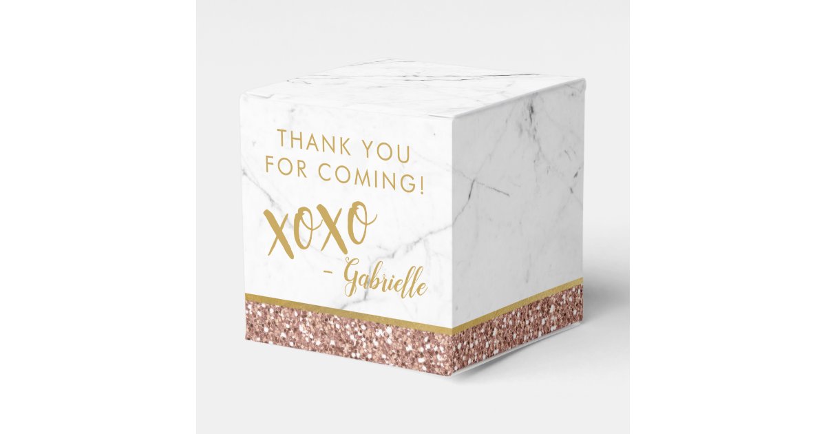 Modern Rose Gold Pink Glitter Marble xoxo Favor Boxes | Zazzle