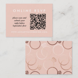 Modern Rose Gold Rings Wedding Online QR Code RSVP Enclosure Card | Zazzle