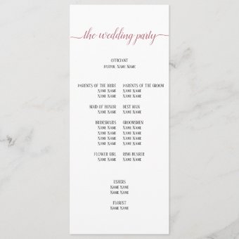 Modern Rose Gold Script Wedding Ceremony Program | Zazzle