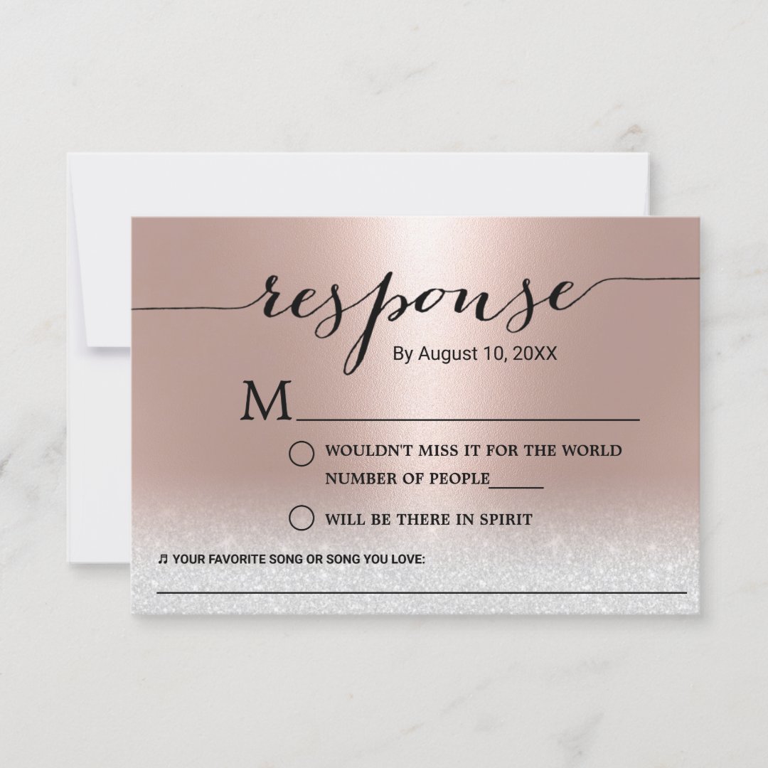 Modern Rose Gold Song Request Wedding RSVP | Zazzle