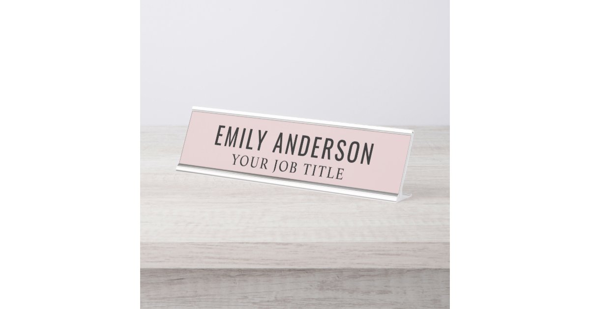 Modern Rose Pink Office Employee Desk Name Plate | Zazzle