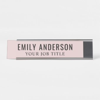 Modern Rose Pink Office Employee Desk Name Plate | Zazzle
