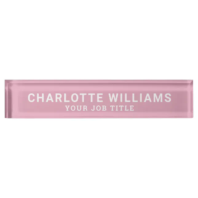 Modern Rose Pink Office Employee Desk Name Plate | Zazzle
