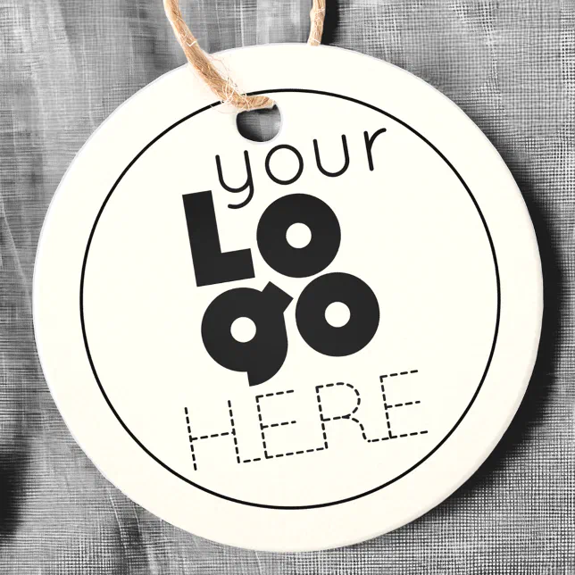 Modern Round Business Logo on Ecru Ivory Hang Tag | Zazzle