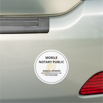 Modern Round Custom Mobile Notary Marketing Car Magnet | Zazzle