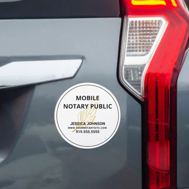 Modern Round Custom Mobile Notary Marketing Car Magnet | Zazzle
