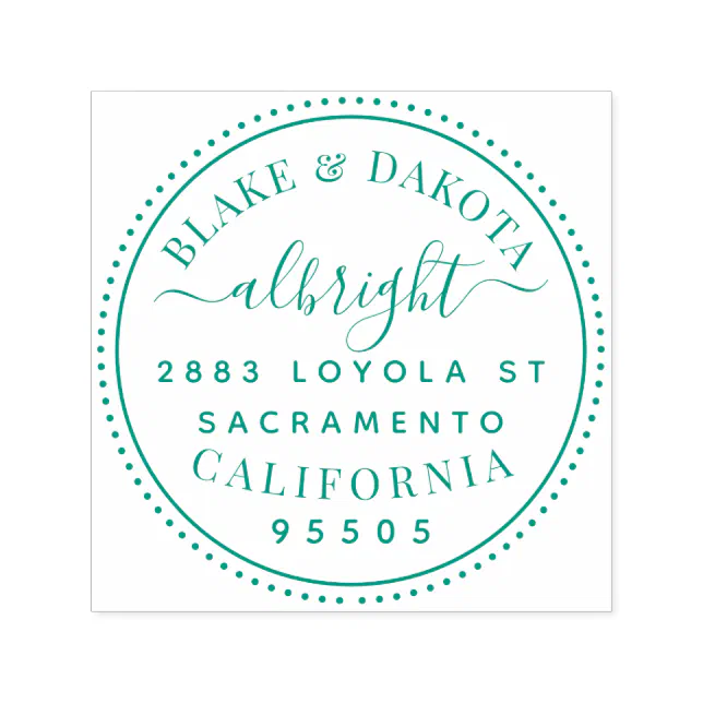 Modern Round Elegant Married Couple Address Self-inking Stamp | Zazzle