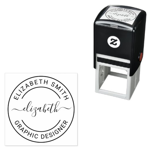 Modern Round Personalized Name and Job Title Self-inking Stamp | Zazzle
