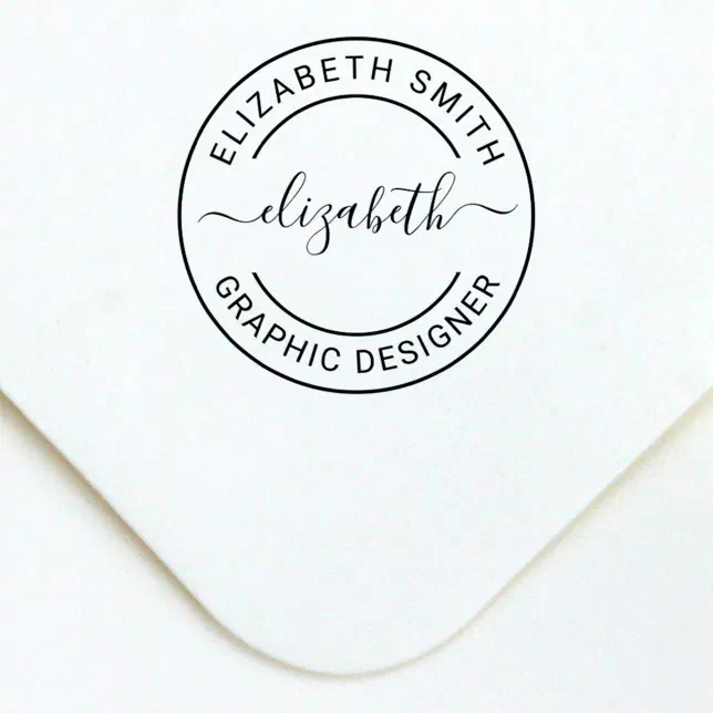 Modern Round Personalized Name and Job Title Self-inking Stamp | Zazzle